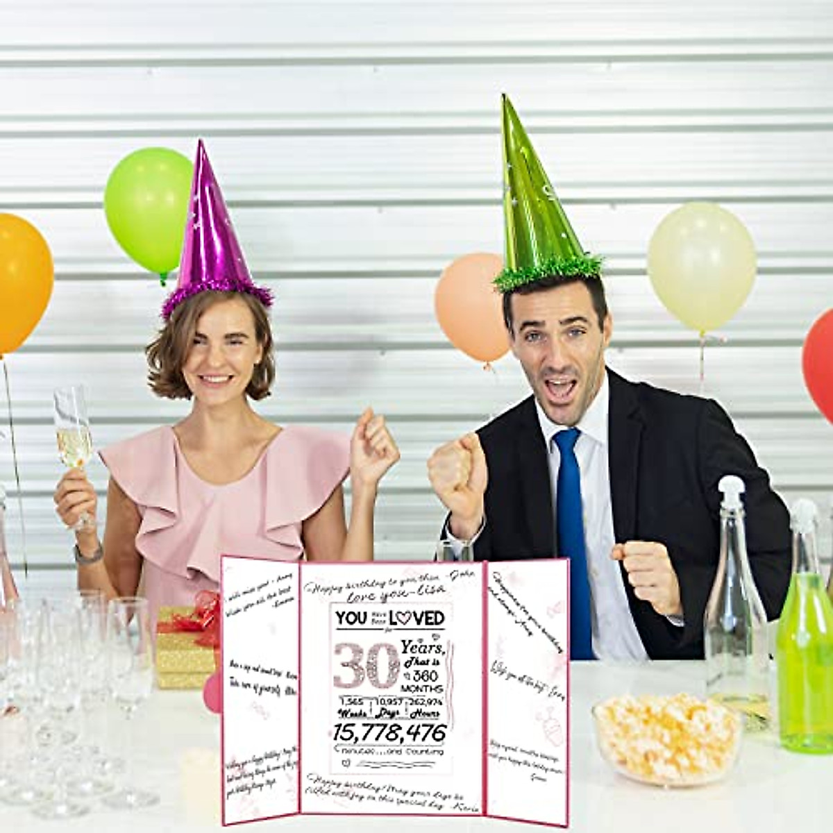 Vlipoeasn Happy 30th Birthday Guest Book Alternative Signature Congrats Certificate, Rose Gold 30th Birthday Decorations for Women, 30th Birthday Party Supplies, 30 Years Old Birthday Gifts for Her