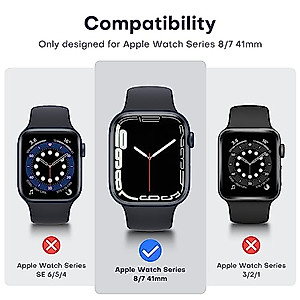 TAURI 2 Pack Hard Case Designed for Apple Watch Series 9 (2023) Series 8/7 41mm, [HD Clear] Built-in 9H Tempered Glass Screen Protector, [Full Protection] Slim Cover for iWatch S9/S8/S7 41mm - Black