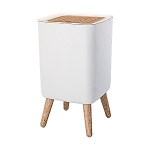 WanWanKa Mini White Plastic Trash Can, 2.6 Gallon Capacity, Slim Design, Anti-Odor, Easy to Clean, Suitable for Any Place