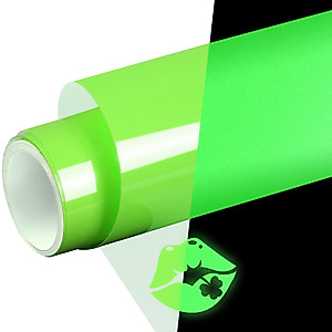 WRAPXPERT Glow in The Dark Permanent Vinyl Roll, Lime Green Glow in The Dark Vinyl for Wrap,Stickers,Decal,Lettering,12" x5ft