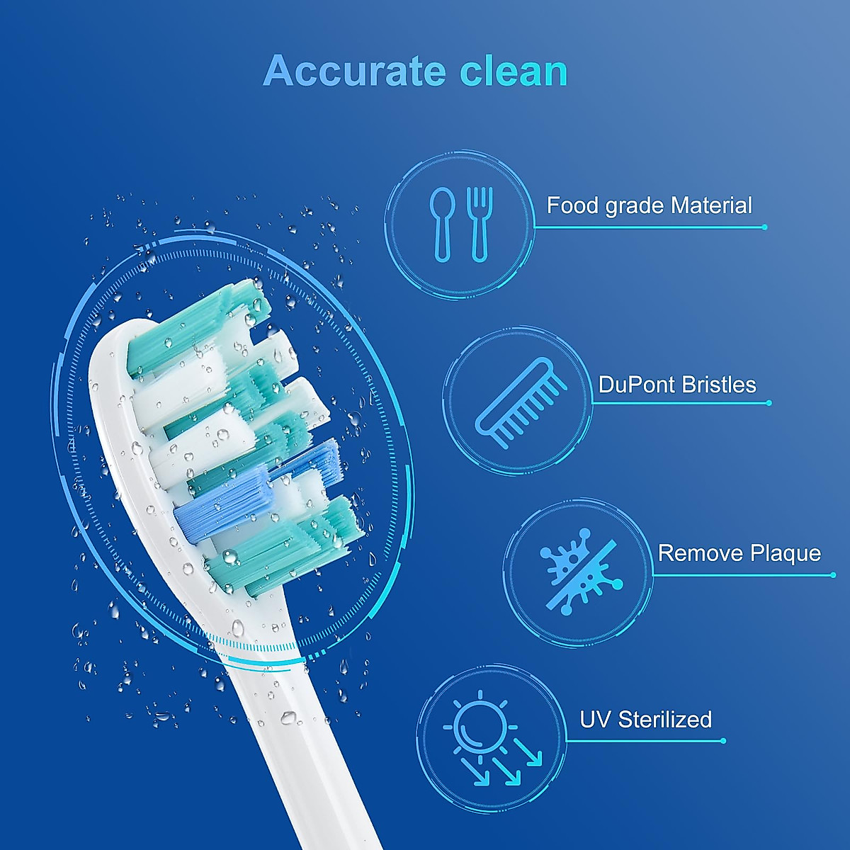 Replacement Toothbrush Heads Compatible with Philips Sonicare - for Electric Toothbrush Brush Heads (Click-on/Snap-on),KD-D2