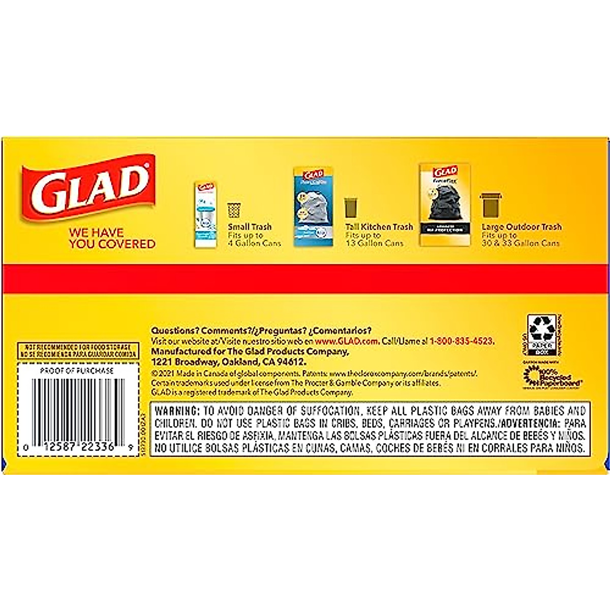 Glad Recycling Tall Drawstring Kitchen Trash Bags, Blue, 13 Gallon, 45 Count, Pack May Vary