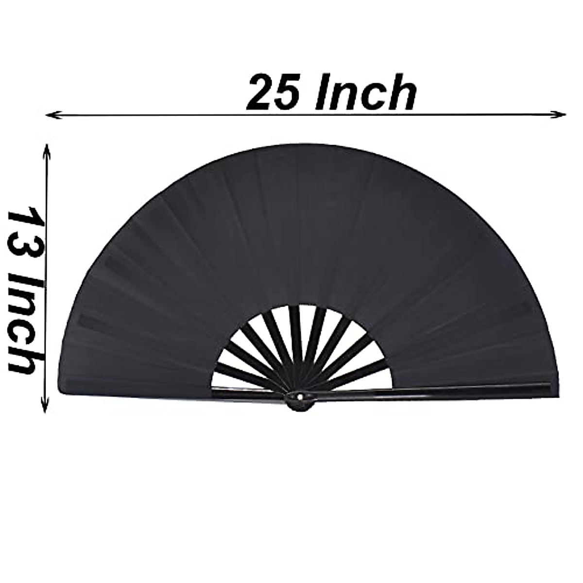 HONSHEN Folding Fan Chinese Hand Fan Performance Fan Nylon-Cloth Fan 13 inch (Black)