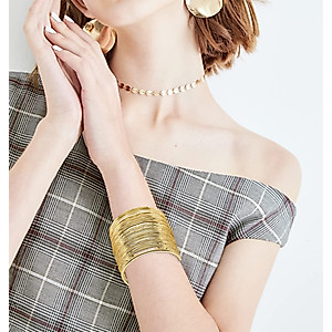 FIRAZIO 2 Pcs Cuff Bangle Bracelet for Women Open Wide Wire Bracelets Gold Wrist Cuff Wrap Bracelet