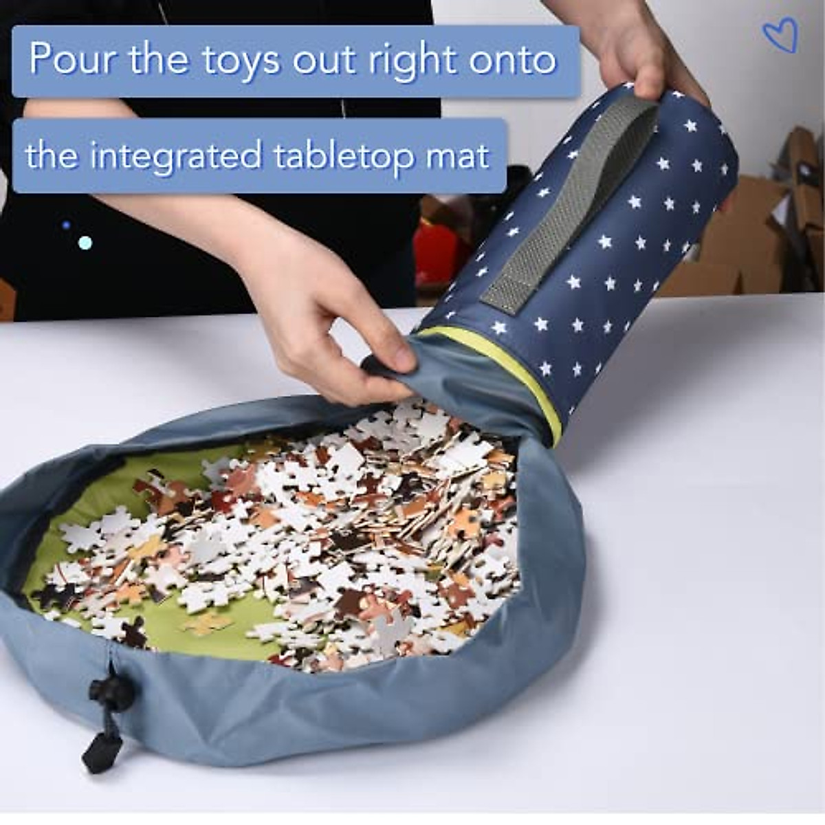 Light Autumn Lego Storage and Play Mat Bag - Compact Toy Organizer Bin for Kids Room - Drawstring Toy Holder for Fast Storage - On the go, Easy to Carry Toy Container during Travel