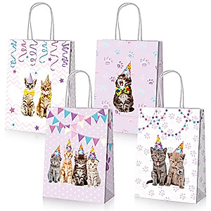 12 Pcs Cat Party Favor Bag Cat Theme Bags Cat Birthday Party Decorations Supplies Cat Candy Treats Bags Pet Party Favors Pet Animal Birthday Supplies