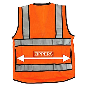 REXZUS (B Engineer Safety Vest, High Visibility Reflective Safety, Vest Mesh with Zipper and pockets (Orange, Large)