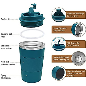Coffee Mug 12oz - Insulated Coffee Travel Mug Spill Proof with Leakproof Lid Vacuum Stainless Steel Double-Wall Coffee Tumblers to GO, Reusable Coffee Cup for Men and Women for Hot & Cold Drinks