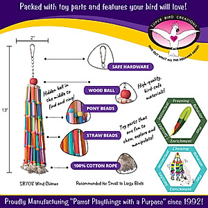 Super Bird Creations SB708 Wind Chimes Bird Toy, Medium Bird Size, 13” x 2”