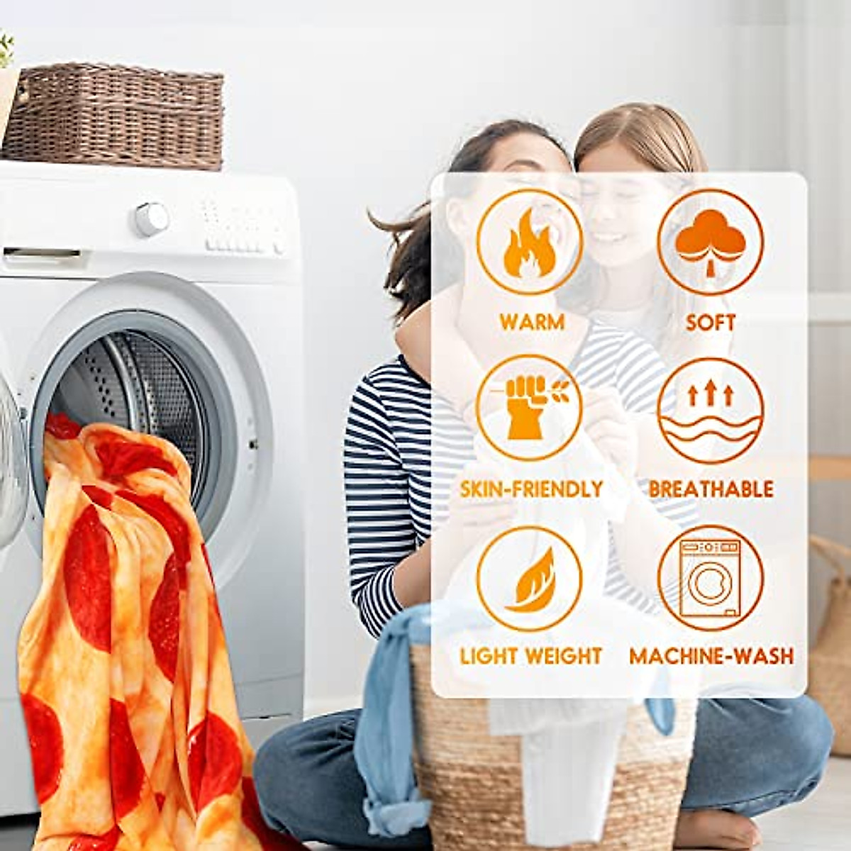 Firstsix Pizza Blanket Adult Size, 71 Inch Realistic Pepperoni Pizzas Blanket, Upgraded Double Sided 290 GSM Flannel Funny Food Blanket, Novelty Throw Blanket for Couch, Bed, and Travel