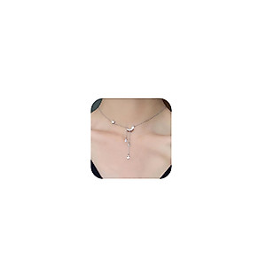 Long tiantian Star Necklace for Women Dainty Gold Necklace Gold Plated Star Choker Necklace Moon Star Jewelry Necklace Aesthetic Christmas Stocking Stuffers Birthday Jewelry