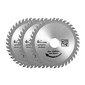 JYTUUL 3PCS 4-1/2-Inch 40T Circular Saw Blade with 7/8-Inch Arbor, Alloy Steel TCT Hard & Soft Wood Cutting Saw Blade (Reduce Ring 5/8 inch and 3/4 inch)