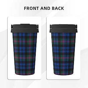 WANGXUEE Blue and Green Scottish Tartan Print 500ml Stainless Steel Travel Tumbler Double Wall Vacuum Insulated Coffee Mug