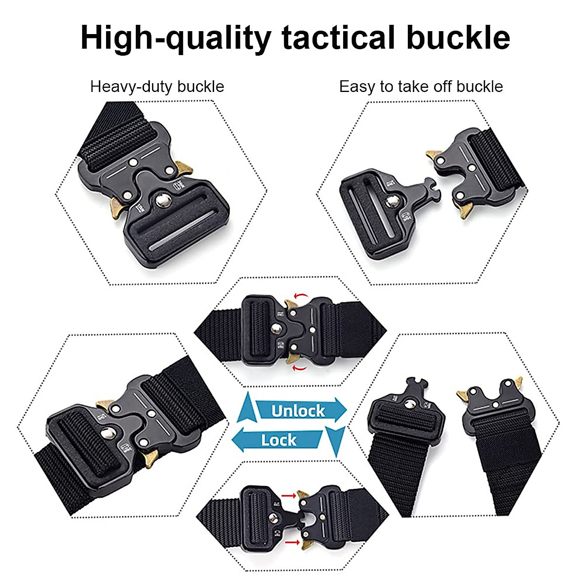 DOOPAI 3 Pack Tactical Belt,Quick Release Military Belt,Riggers Belts for Men