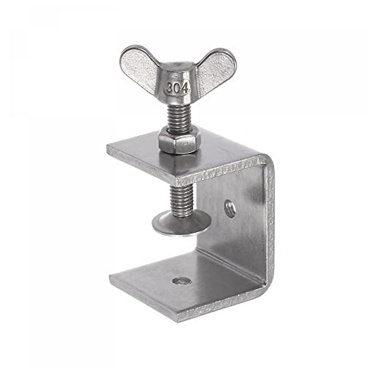 uxcell Stainless Steel C-Clamp, 53mm Wide Jaw Opening with Butterfly Hand Twist for Woodworking Welding Building Household Mount