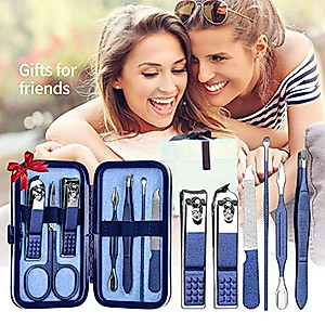 LCPCX Nail clippers set,Pedicure kit,manicure, travel kit for women,mens gifts,7-piece set,blue