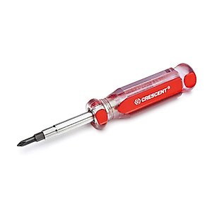 Crescent 6-in-1 Interchangeable Bit Screwdriver, Red Handle - CS61N