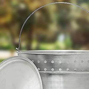 Nexgrill 120 Qt. Aluminum Stock Pot with Strainer Basket & Lid Turkey Fryer, Perfect for Boiling and Frying Seafood, Crawfish, Turkeys, Heavy-duty for Durability, Great for Outdoor Cooking, 630-0020