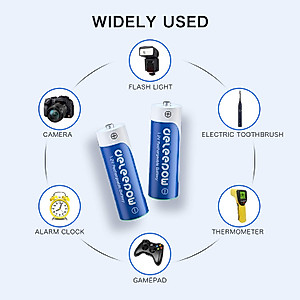 Deleepow Rechargeable AA Batteries 3300mAh AA Nimh Rechargeable Batteries 1200 Cycles 1.2V 16-Pack(Only Battery)