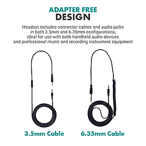 Movo MH-100 Hi-Fi Studio Headphones with Microphone - Wired Over Ear Headphones for Gaming and Music with 3.5mm and 6.35mm Input - Comfortable Headphones with Mic - Perfect Podcast Headphones for PC