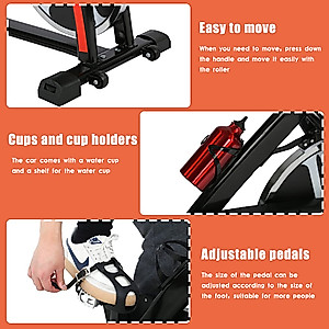 Exercise Bike Recumbent Cycling Bike Indoor Cycle Stationary Workout Equipment with Multi-Speed Adjustment of Resistance and Pulse LCD Display for Home Office