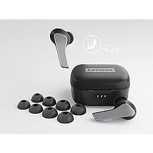 Lenovo Smart True Wireless Earbuds - Smart Switch Fast Pair - Active Noise Cancelling Earphones with Wireless Charging Case - 28 Hrs Playtime Headphones - 6 Built-in Mics - Bluetooth - Black