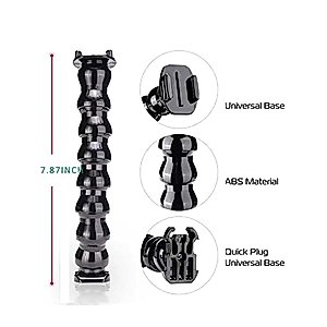 VIZEMO Jaws Clamp Mount Flex Gooseneck Mount Compatible with GoPro Hero 11, 10, 9, 8, 7, Max, Fusion, Hero (2018), 6, 5, 4, Session, 3+, 3, 2, 1, DJI Osmo, Xiaomi Yi Cameras
