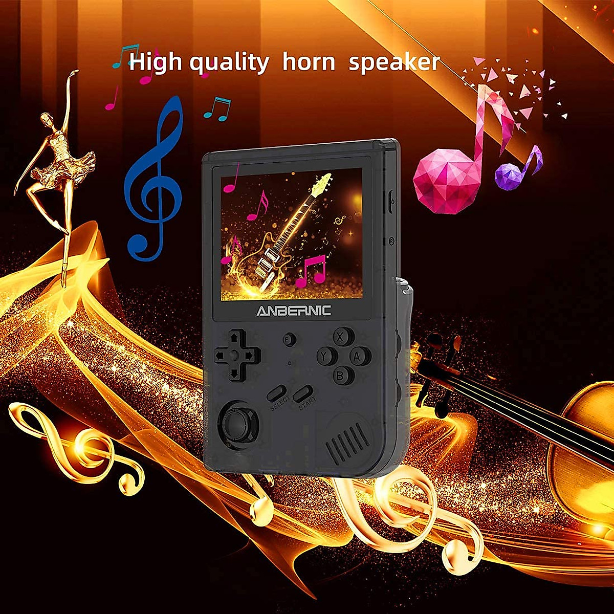 YBEST RG351V 3.5-inch Handheld Game Console, YIFAN HD IPS Screen Retro Portable Console Built-in 128G TF Card with 10000 Games, Black