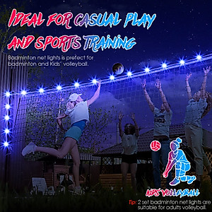 YepItIs Badminton Net Light, 17 Colors 7 Modes Waterproof LED Light with Remote for Backyard Badminton Volleyball Game at Night, Great Addition to LED Shuttlecocks for Net Up to 17FT(Net not Include)
