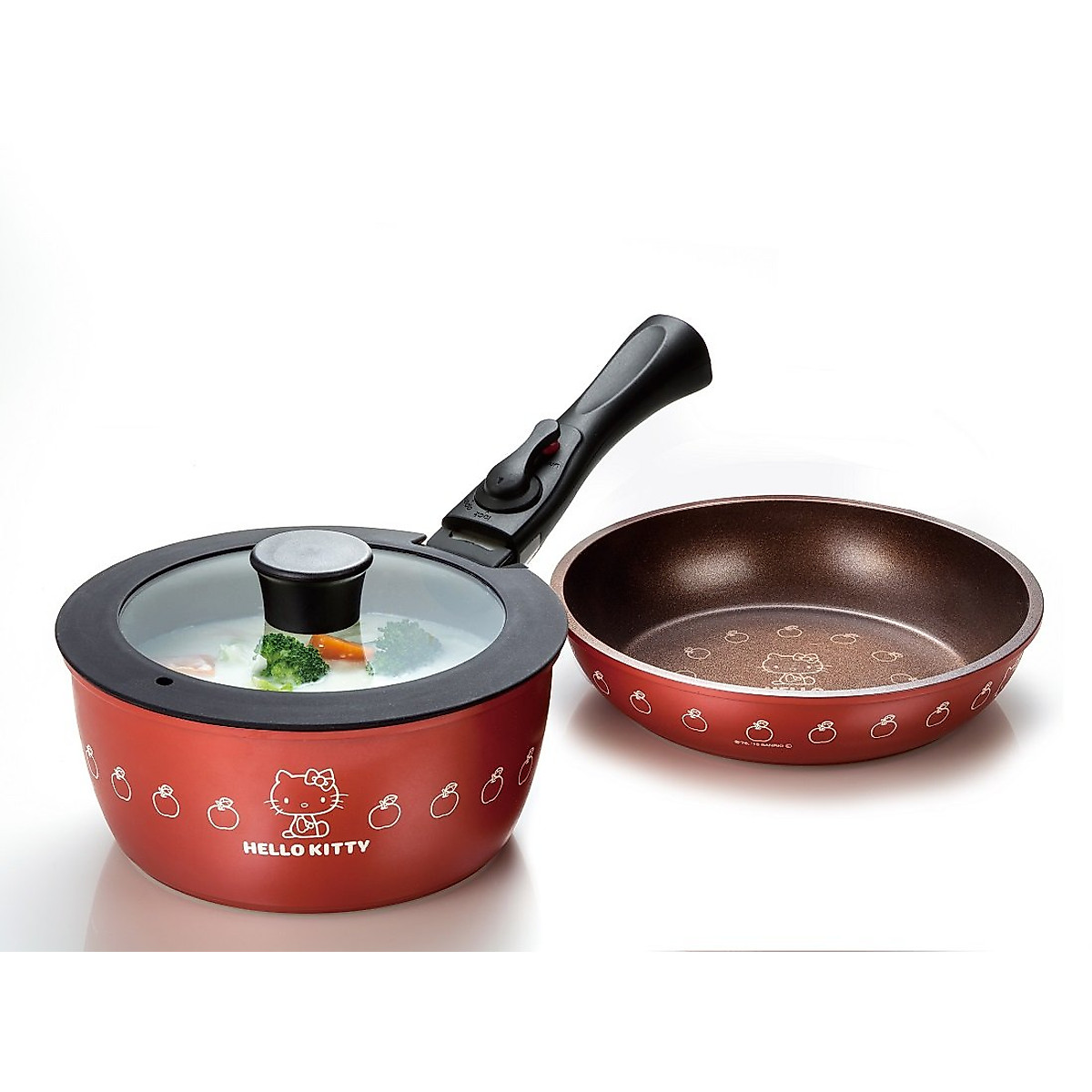 Pot 20cm Frying pan Skater Handle is Out 20cm Glass lid 20cm Handle 4-Piece Set Hello Kitty Sanrio ANFP2