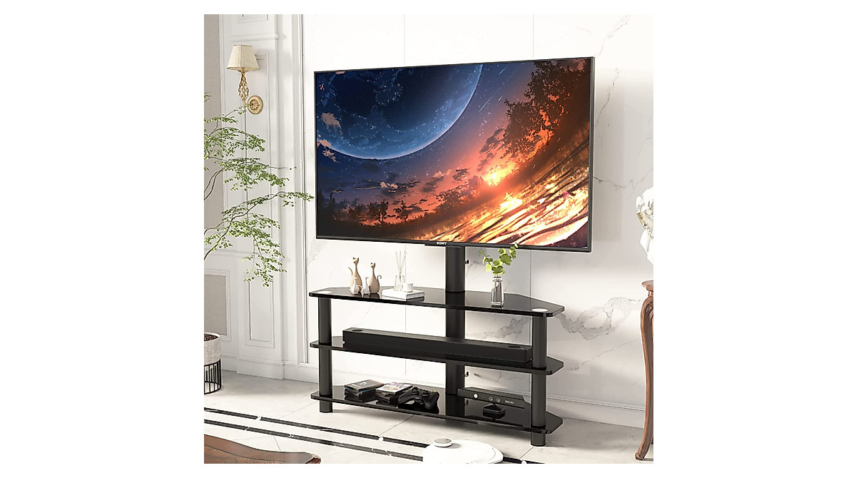 Swivel Corner TV Stand with Mount for 32-65 inch Flat & Curved TVs