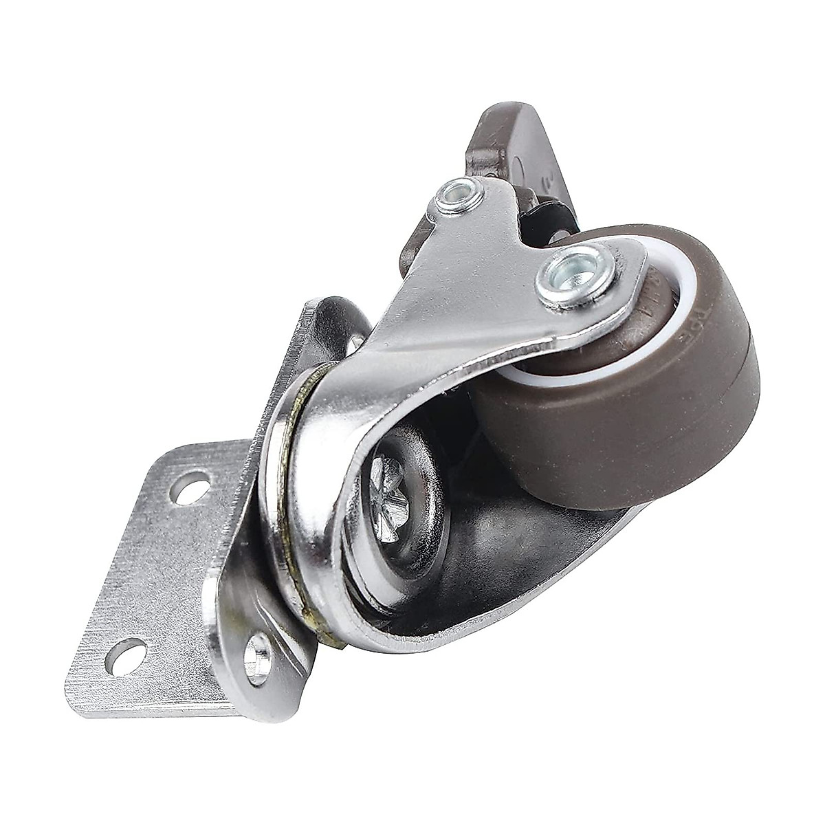 HOWDIA 1'' Swivel Plate Caster Wheels with Brake L-Bracket Side Mount TPR Rubber Small Furniture Replacement Silent Mute Locking Casters for Furniture Legs Set of 4