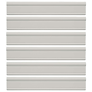 Questech Decor Chair Rail Tile Trim, 2 x 12 Inch Tile Edge Trim Cap, Decorative Shower Tile Liner, Kitchen Tile Border Backsplash Trim, Gray Polished, 6 Pack