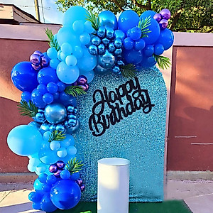 140PCS Blue Purple Balloon Arch Garland Kit Royal Blue Pastel Purple Blue Balloons for Kids Birthday Hawaii Tropical Luau Video Gaming Outer Space Party Baby Shower Decorations