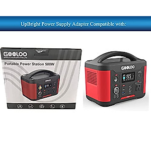 UpBright New Global AC/DC Adapter Compatible with Gooloo Discovery P500 P600 500W 520wh 600W 626wh Portable Power Station Backup Lithium Battery Outdoor Solar Generator Power Supply Cord Charger