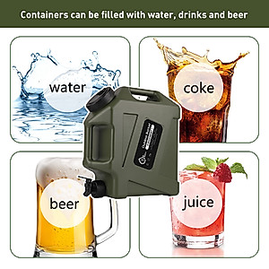 COOZMENT 3.2 Gallon (12L) Portable Water Containers with Spigot, BPA Free Water Jug, Military Green Water Tank, Multifunction Water Storage Containers for Camping Outdoor Hiking,Emergency Stroage