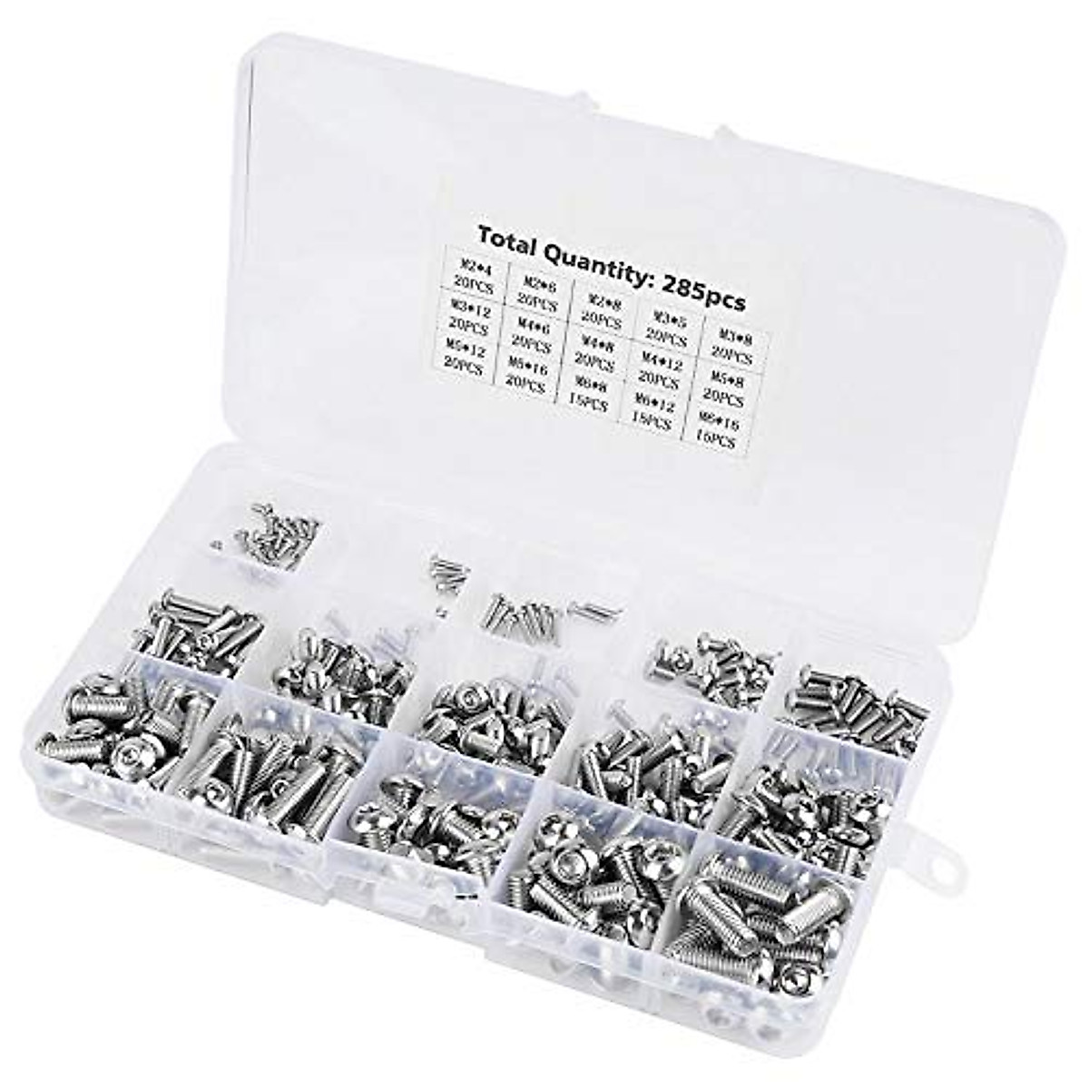 Screw 285Pcs/Set Machine Screw Stainless Steel Screws Set for Laptop/Hard Disk/Keyboard/Phone/PC Fasteners M2/M3/M4/M5/M6