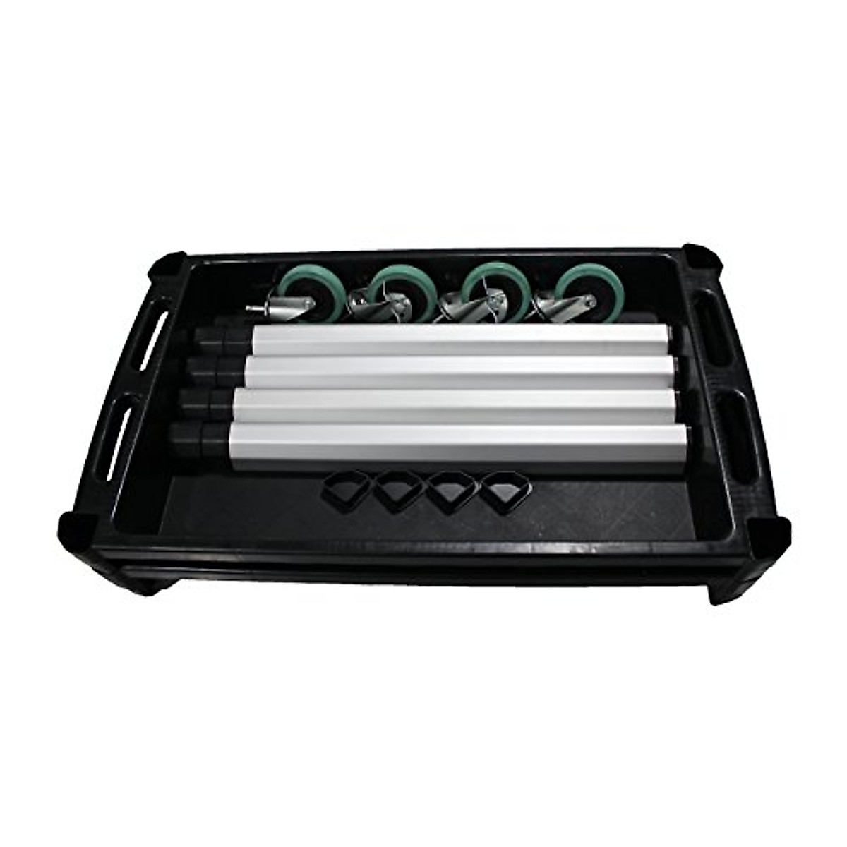 MaxWorks 80384 Black and Gray Two-Tray Service/Utility Cart With Aluminum Legs And 4" Diameter Swivel Castors