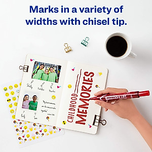 Avery Marks A Lot Permanent Markers, Large Desk-Style Size, Chisel Tip, Water and Wear Resistant, 12 Red Markers (08887)