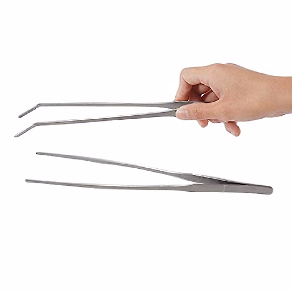 YOGURTCK Stainless Steel Long Reptile Tweezers Feeding Tongs for Snake Lizards Gecko and Bearded Dragon Leopard Spider Terrarium Supplies 2pcs - Silvery