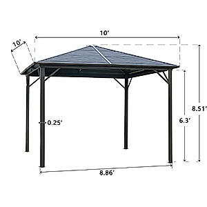 10x10 Ft Outdoor Hardtop Gazebo - Galvanized Steel roof with Curtains and Netting,Outdoor Gazebo with Aluminum Frame by domi outdoor living