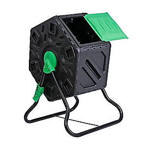 JupiterForce Tumbling Composting Bins, Heavy-Duty Compost Tumbler with Sliding Door for All Season Outdoor Gardens, Yards Waste, Black (18.5 Gallon)