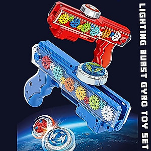 Bey Battling Top Burst Gyro Toy Set with 4 Spinning Top Burst Gyros 1 Toy Launchers Combat Battling Game Gifts for Boys Children Kids Ages 6+ (Blue)