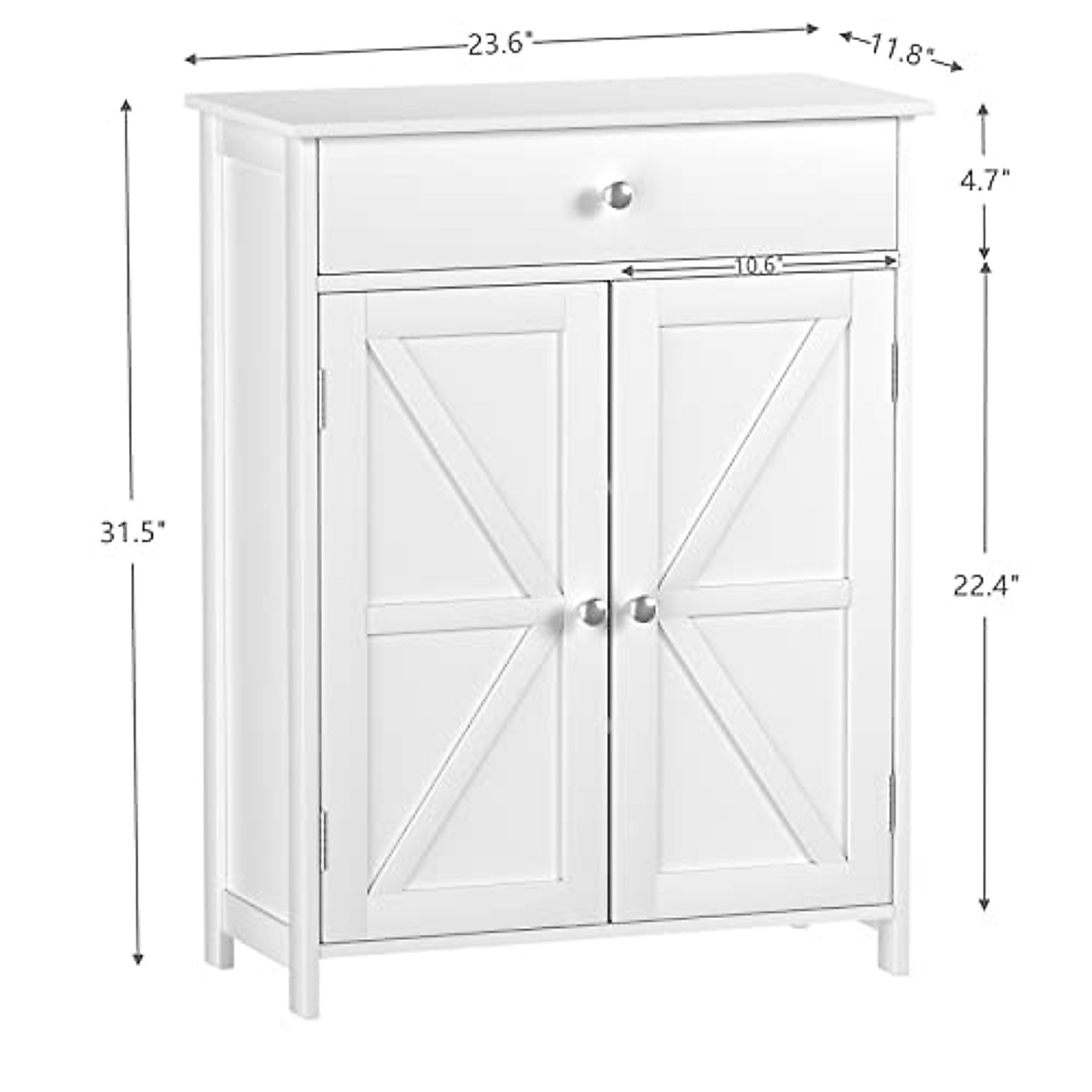 Irontar Bathroom Cabinet, Freestanding Bathroom Storage Cabinet with Drawer and Adjustable Shelf, Kitchen Cupboard, Floor Cabinet for Bathroom, Home Office, Entryway, White CWG008W