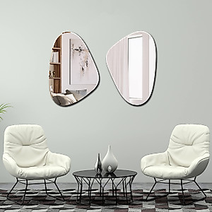 LYLDACER Yanliff Irregular Mirror Wall Decor.Modern Frameless Asymmetric Beveled Decorating Mirror for Wall(13.4X20inches).Silver