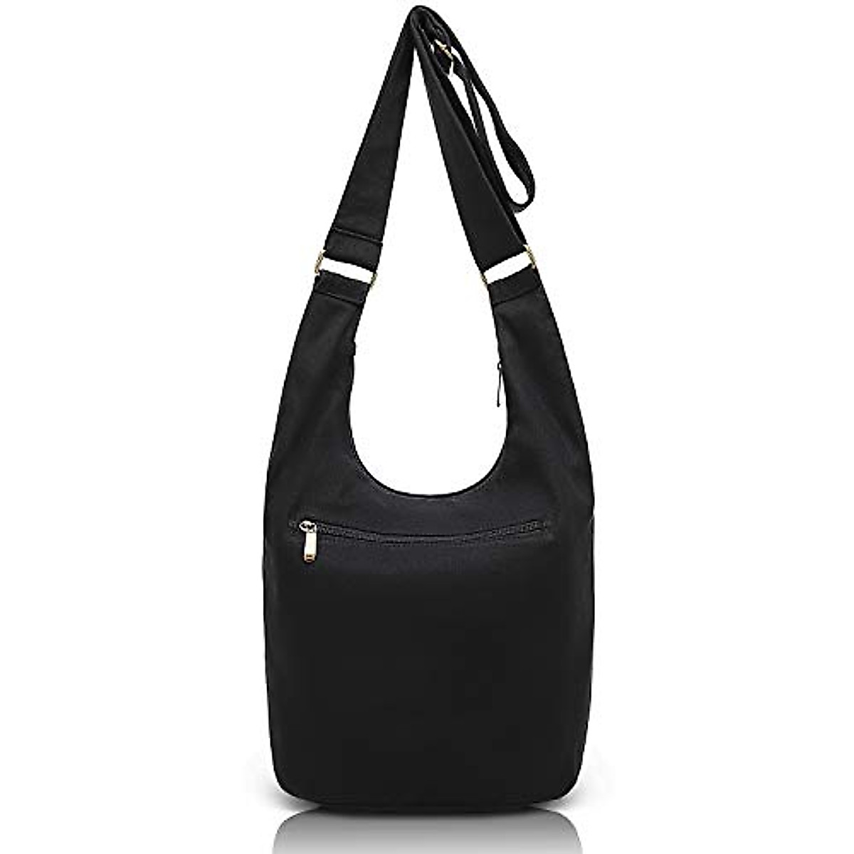 Hippie Crossbody Bag Top Zip Retro Canvas Sling Bag Jacquard cloth Handmade Bags (Black)