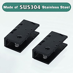 Alise Glass Shelf Brackets 2Pcs, Adjustable Shower Glass Clamps, Heavy Duty Clamp Holder, SUS304 Stainless Steel Brackets for 8-12mm Wood/Glass Shelves and Wall-to-Glass Connection, Matte Black