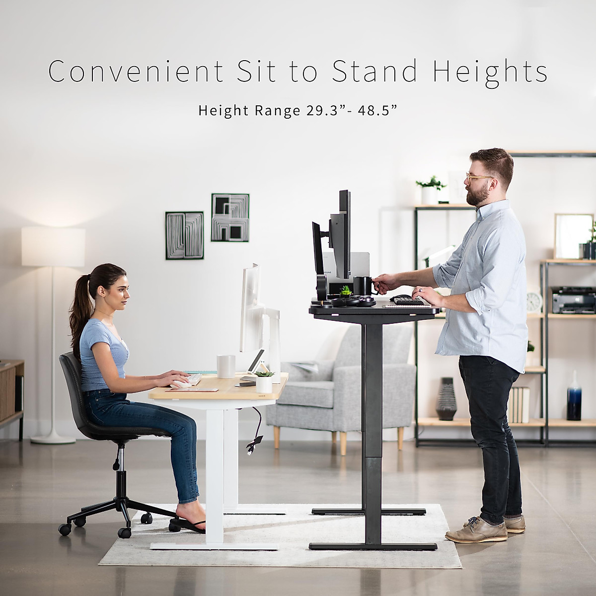 VIVO Electric Height Adjustable 60 x 24 inch Memory Stand Up Desk, Black Solid One-Piece Table Top, Black Frame, Standing Workstation with Preset Controller, DESK-KIT-1B6B