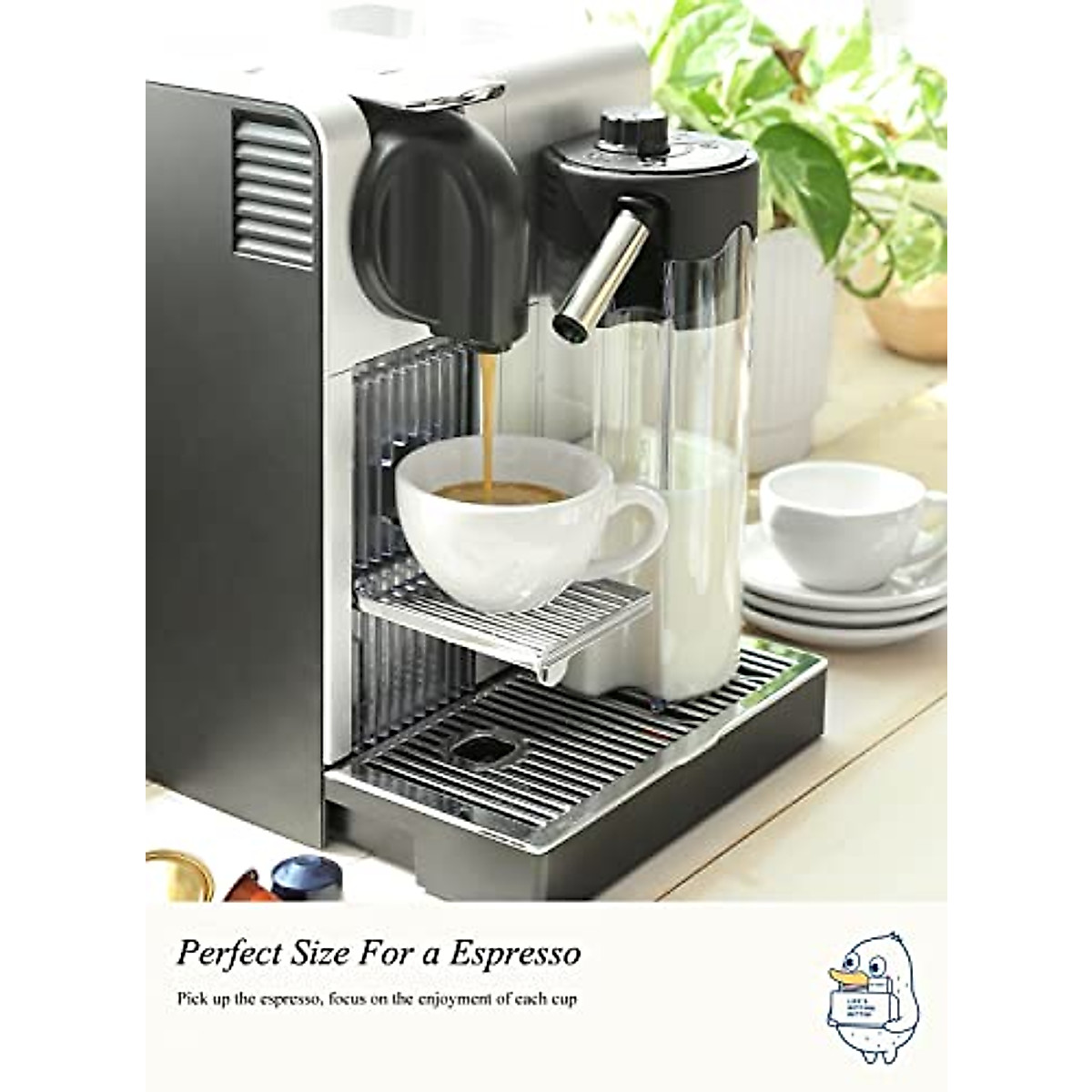 LE TAUCI 3 oz Espresso Cups with Saucers，Set of 4，Demitasse Coffee Cup for Shot, Lungo, Ristretto - White