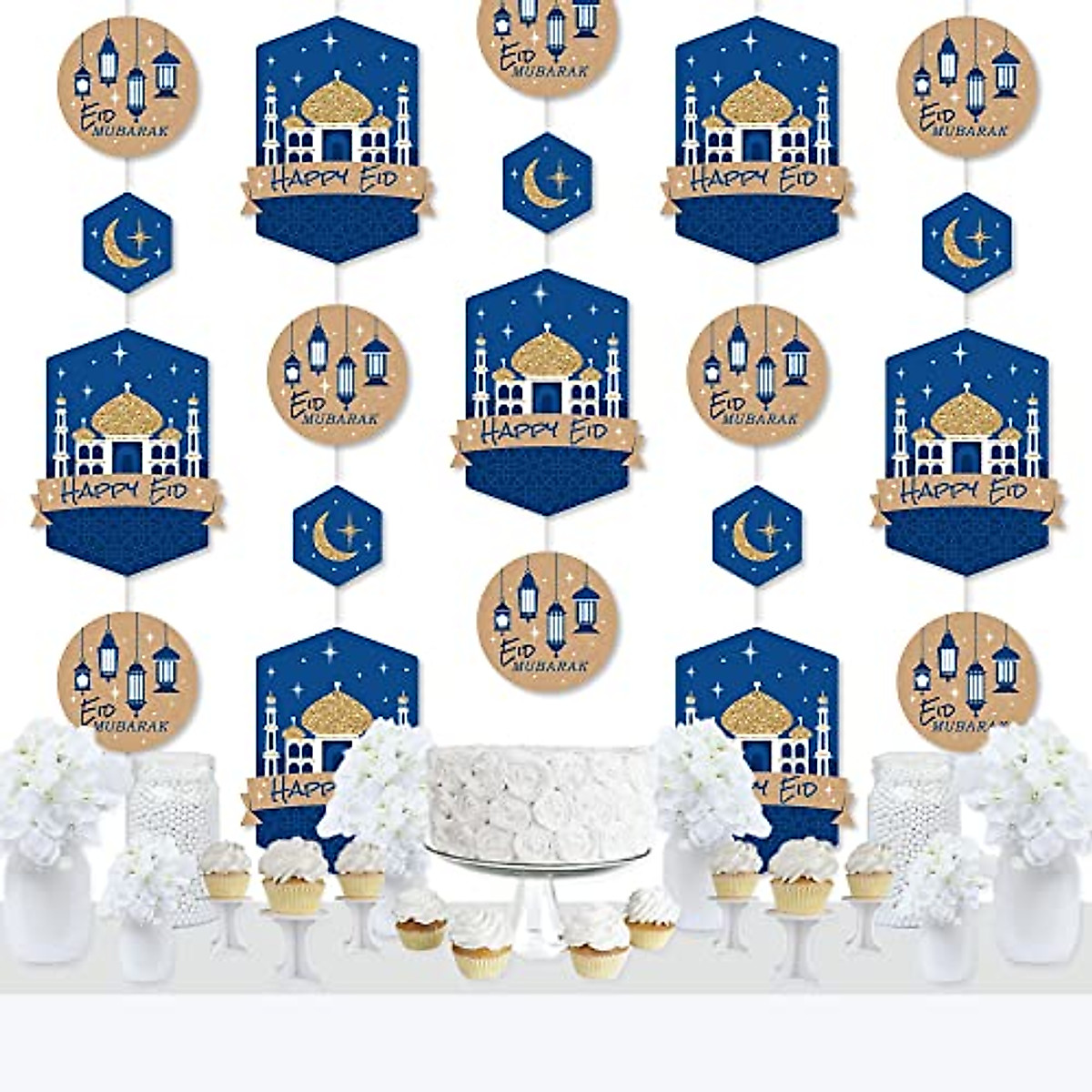 Big Dot of Happiness Ramadan - Eid Mubarak Party DIY Dangler Backdrop - Hanging Vertical Decorations - 30 Pieces
